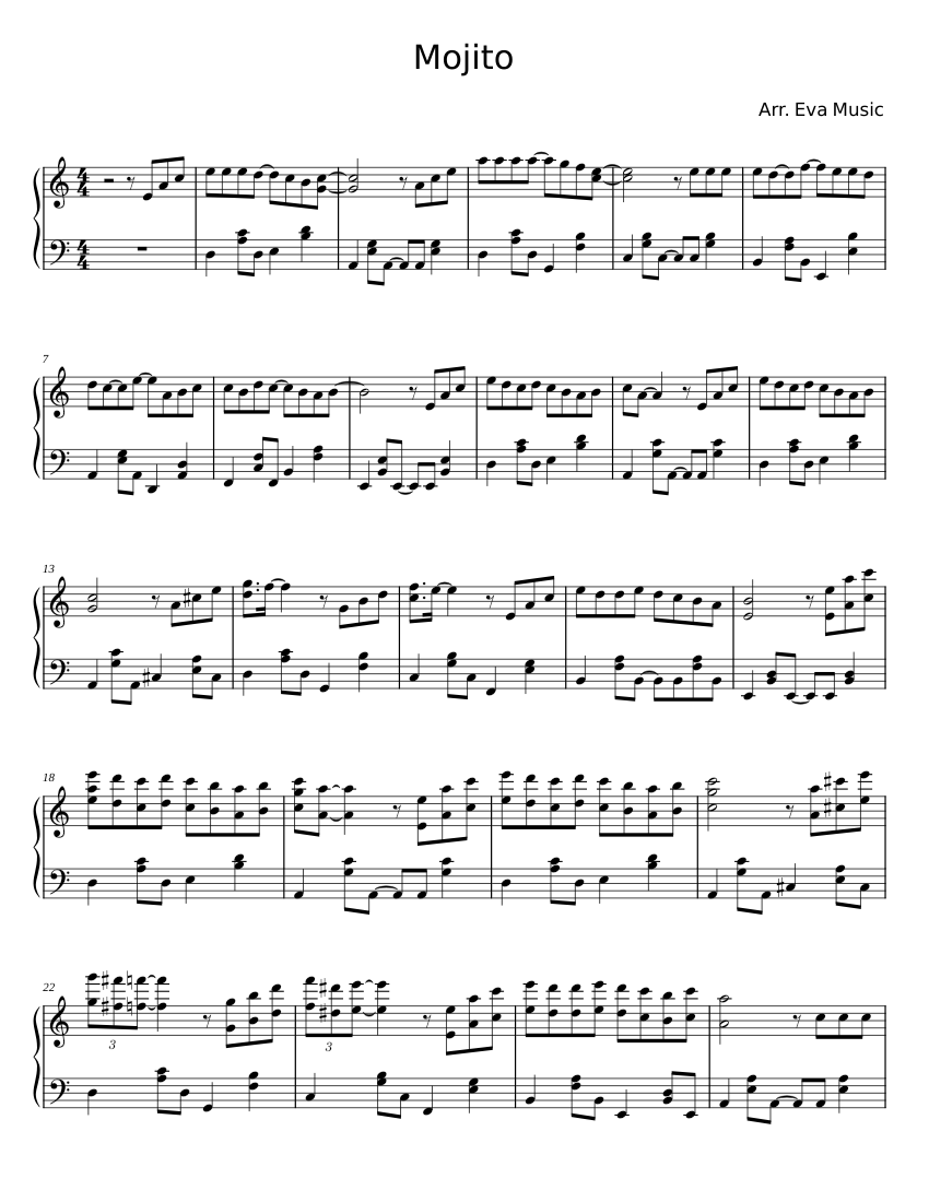 Mojito Sheet music for Piano (Piano Duo) | Musescore.com