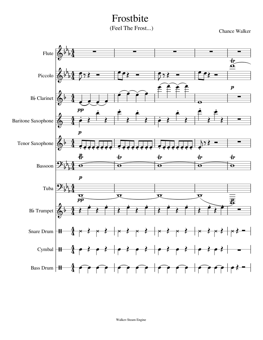 Frostbite Sheet music for Tuba, Flute piccolo, Flute, Clarinet in b ...