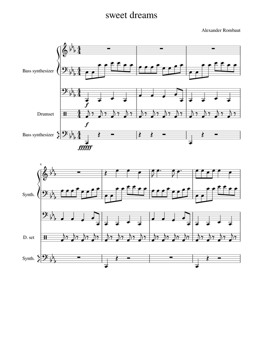 Sweet Dreams (Are Made of This) – Eurythmics sweet dreams Sheet music ...