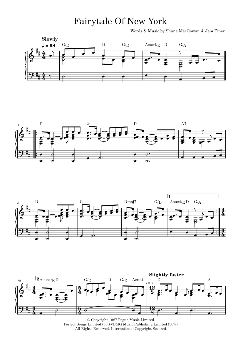Play Official version of Fairytale of New York Sheet Music by The ...