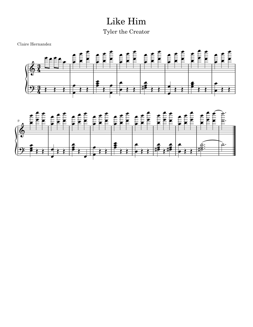 Like Him (w/ octaves) Sheet Music for Piano (Solo) easy | MuseScore.com