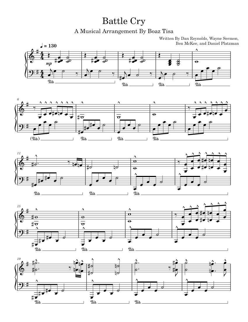 Battle cry – Imagine Dragons Sheet music for Piano (Solo) | Musescore.com