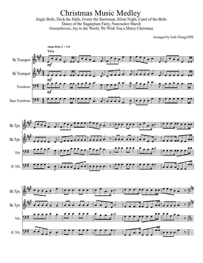 Christmas Medley Sheet music for Trombone, Trumpet other (Mixed Trio ...