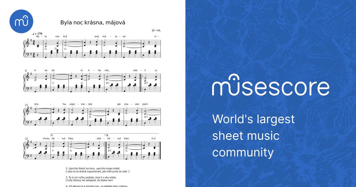 Byla noc krásna, májová Sheet music for Piano (Piano Duo) | Musescore.com