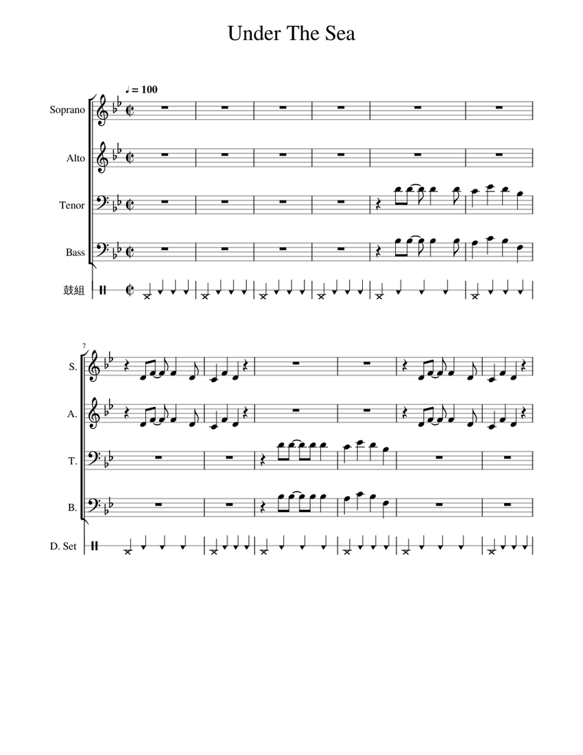 Under_The_Sea Sheet music for Soprano, Alto, Tenor, Bass voice & more ...