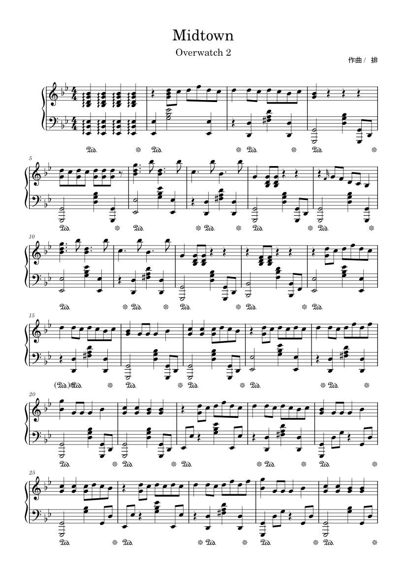 Overwatch Midtown Theme – Blizzard Midtown Sheet music for Piano (Solo) | Musescore.com