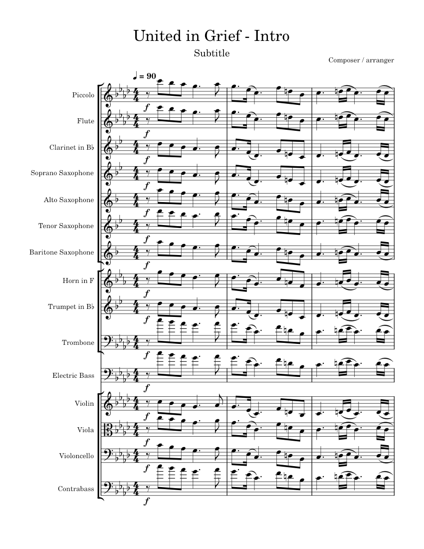United in Grief - Intro Sheet music for Trombone, Flute, Oboe ...