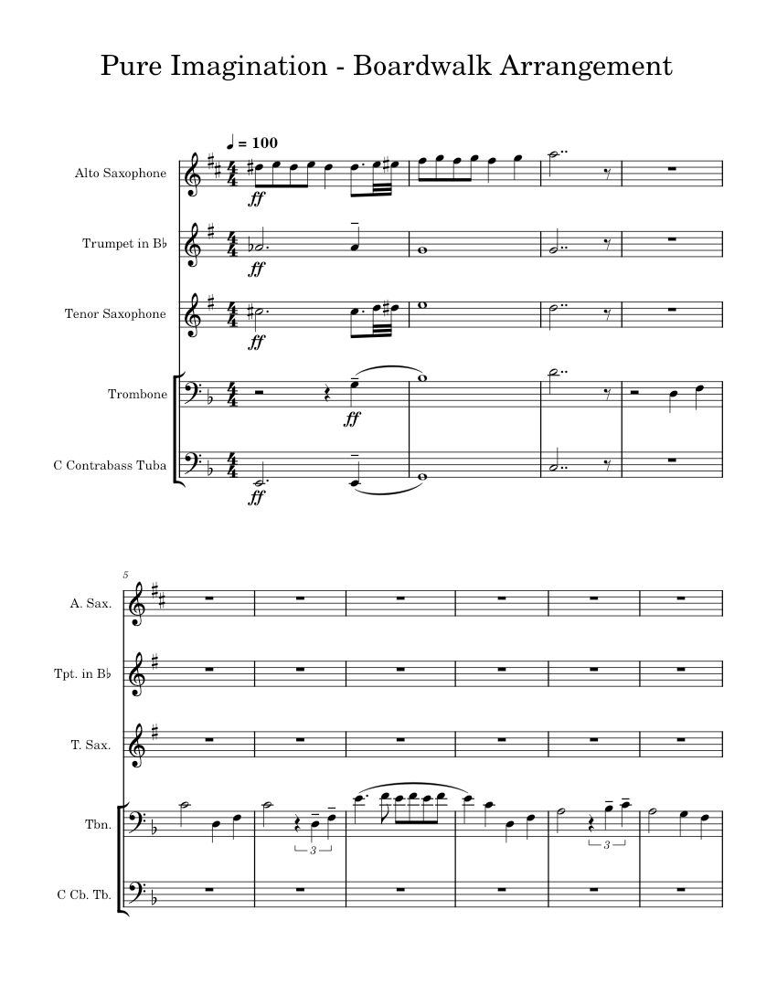 Pure imagination – Gene Wilder - Boardwalk Arrangement Sheet music for ...