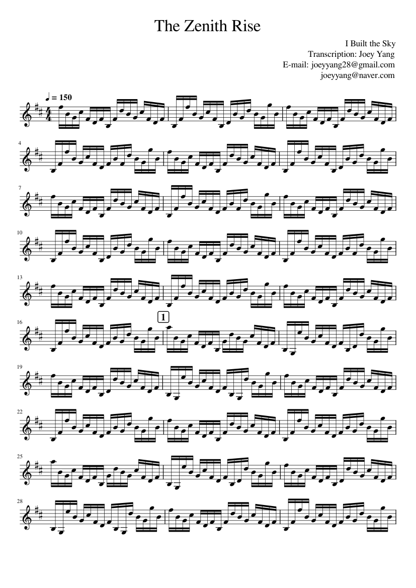 I Built the Sky - The Zenith Rise guitar part full version Sheet Music ...