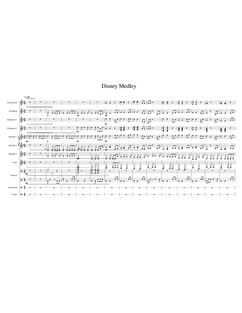 Disney percussion ensemble medley - piano tutorial