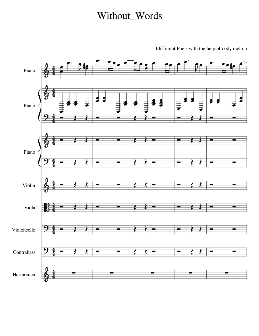 Without Words Sheet music for Piano, Contrabass, Violin, Viola & more ...