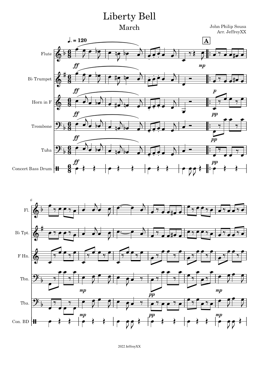 Liberty Bell March – John Philip Sousa Sheet music for Trombone, Tuba ...