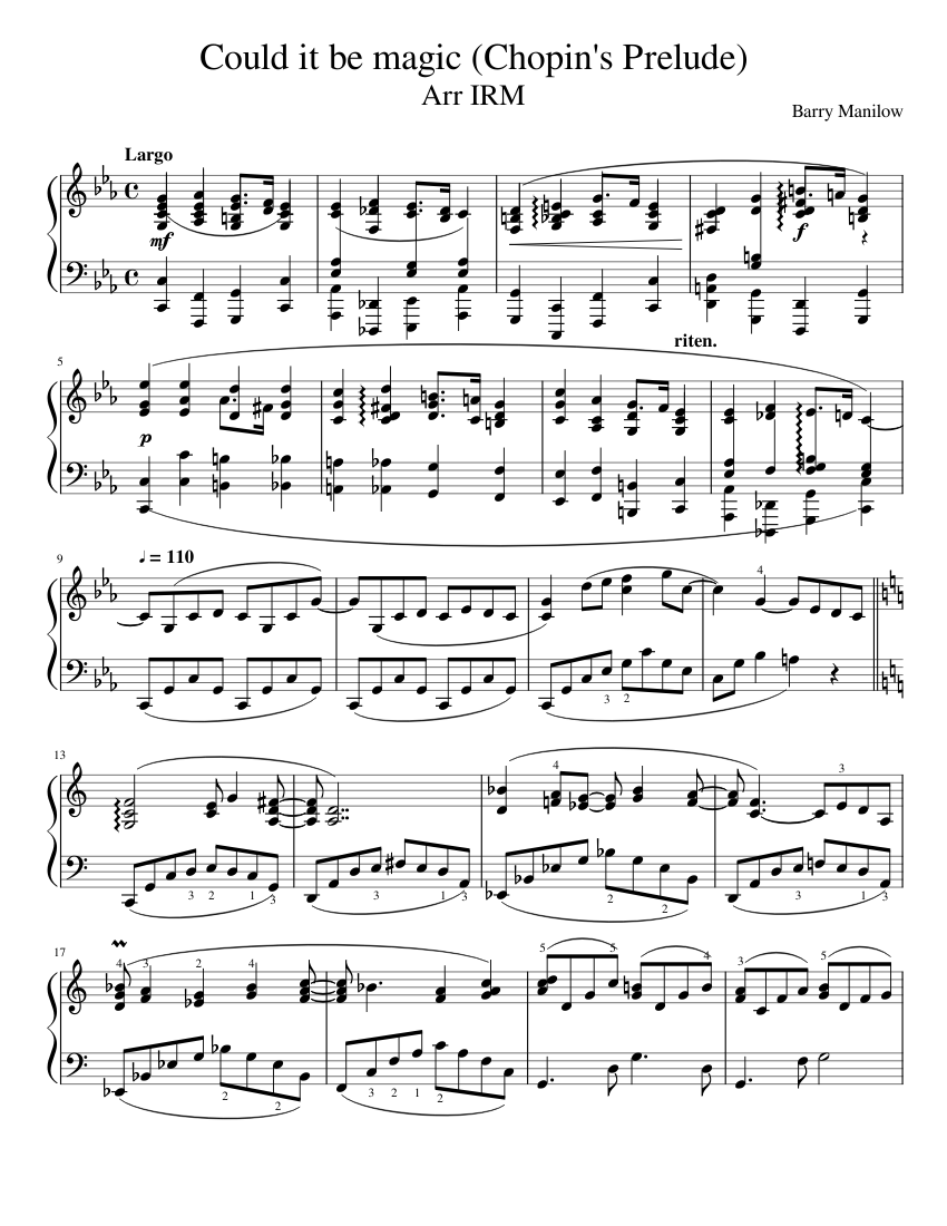 Could it be Magic, Barry Manilow Sheet Music for Piano (Solo ...