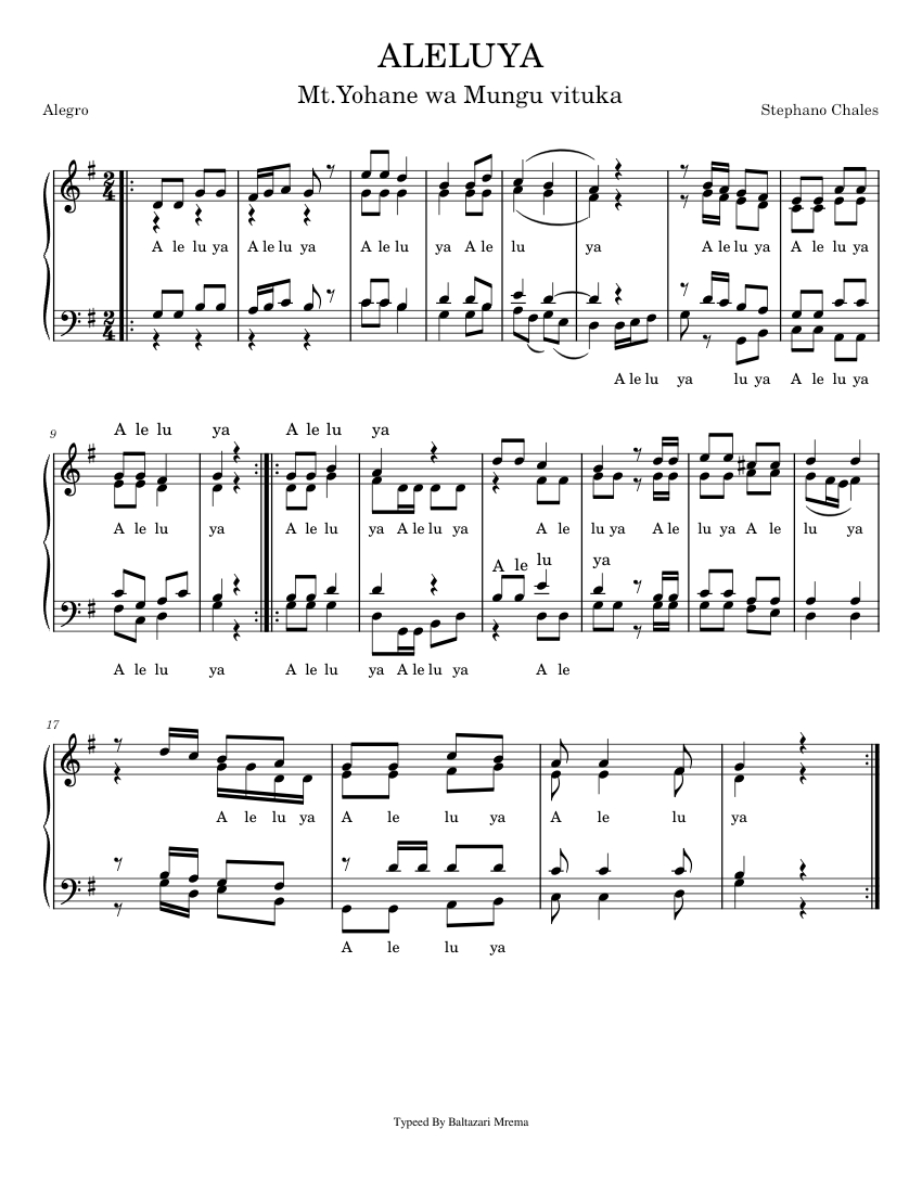 ALELUYA Sheet music for Piano (Solo) | Musescore.com