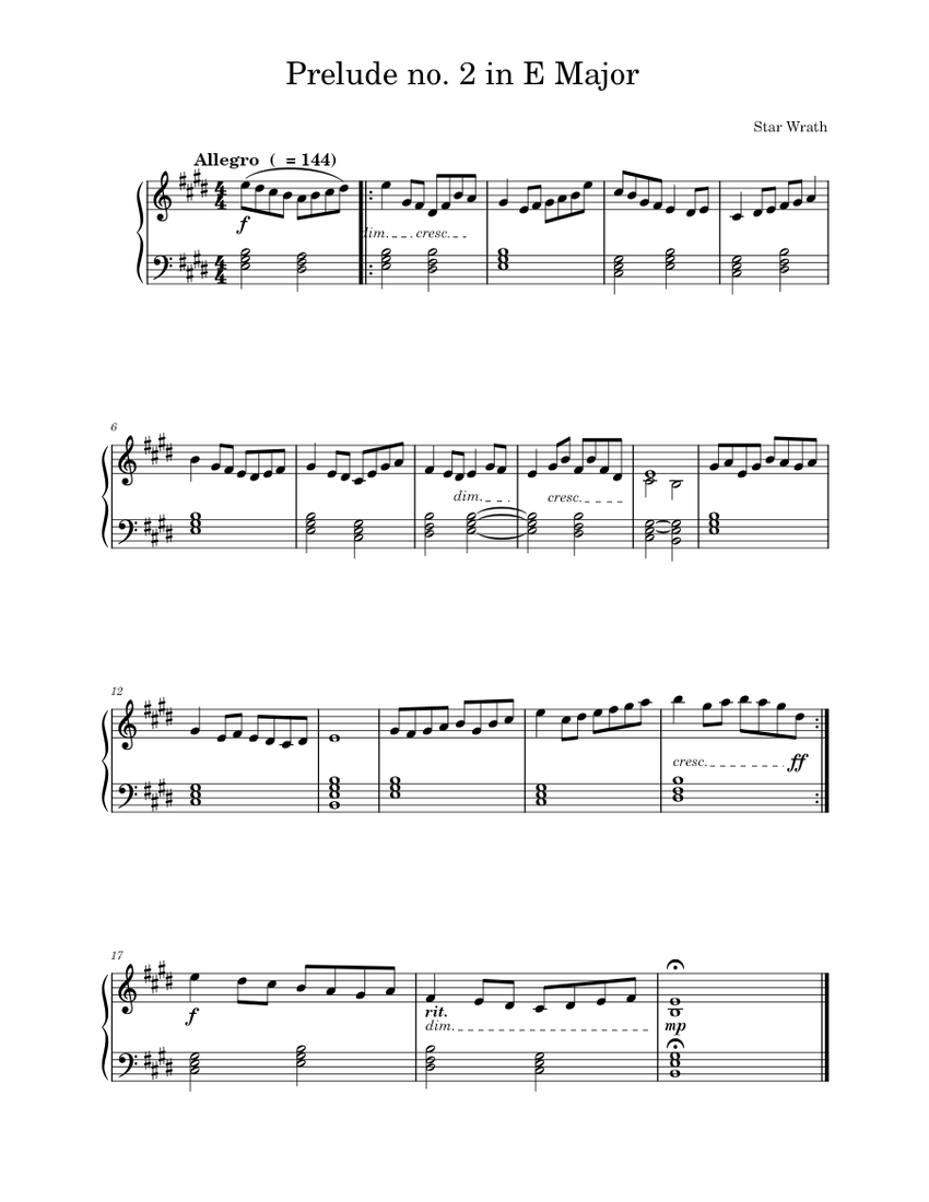 Prelude Op. 2, No. 2 in E Major - piano tutorial