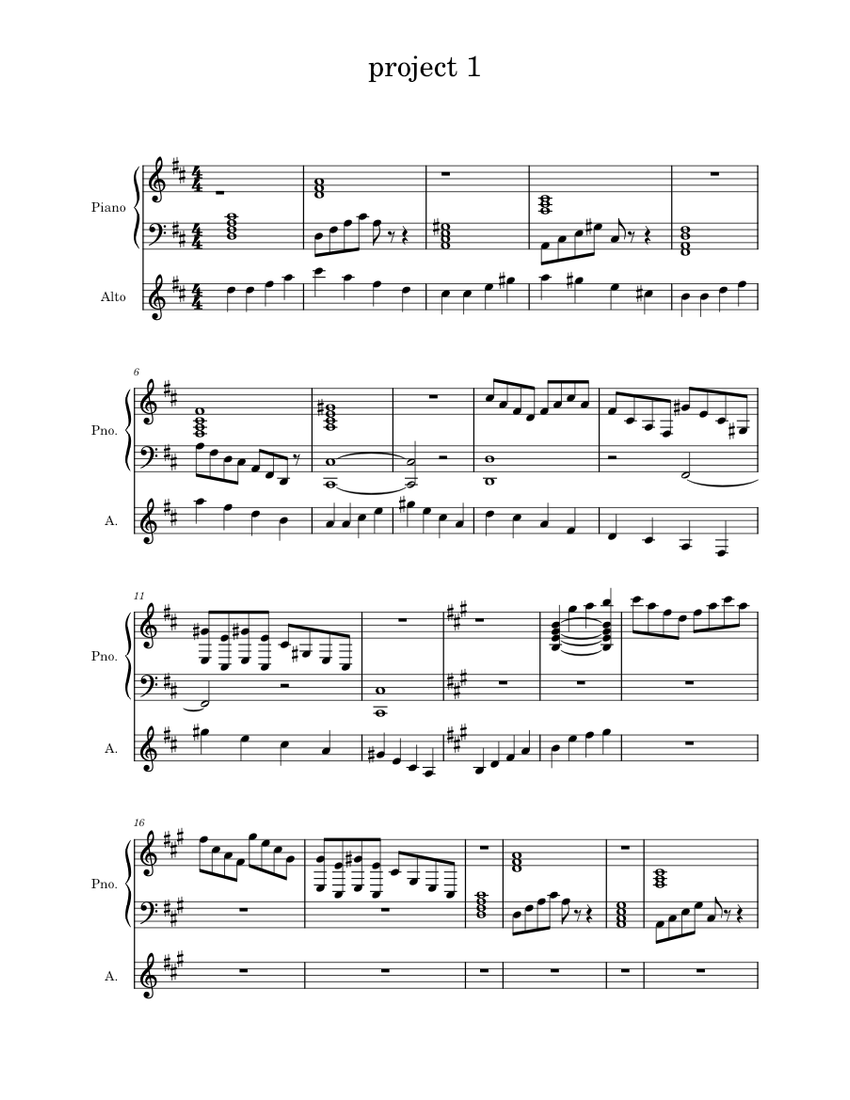 project 1 Sheet music for Piano, Alto (Piano-Voice) | Musescore.com