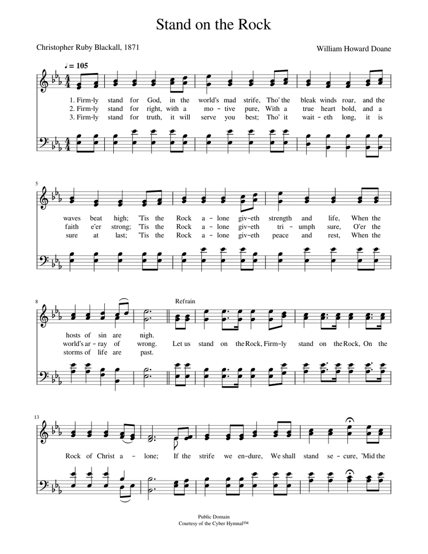 Stand on the rock - W. Howard Doane Sheet music for Piano (Piano Duo ...