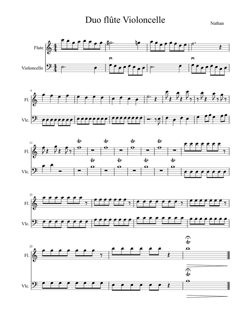 Duo_flûte_Violoncelle Sheet music for Flute (Solo) | Musescore.com
