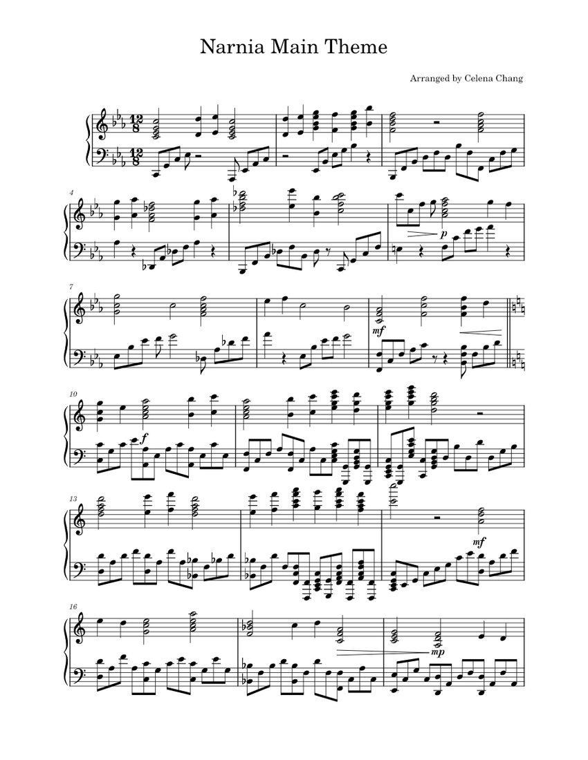 Narnia Main Battle Theme - Shortened Sheet music for Piano (Solo ...
