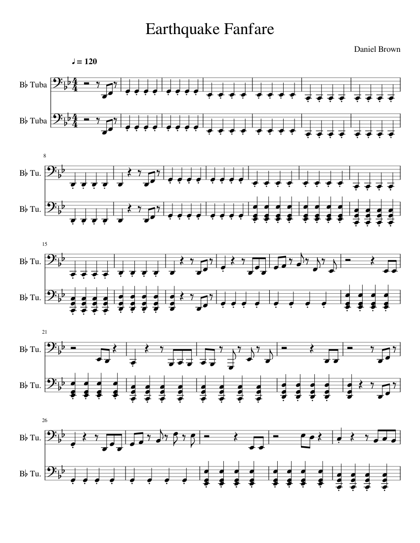 Earthquake Fanfare Sheet music for Tuba (Brass Duet) | Download and ...