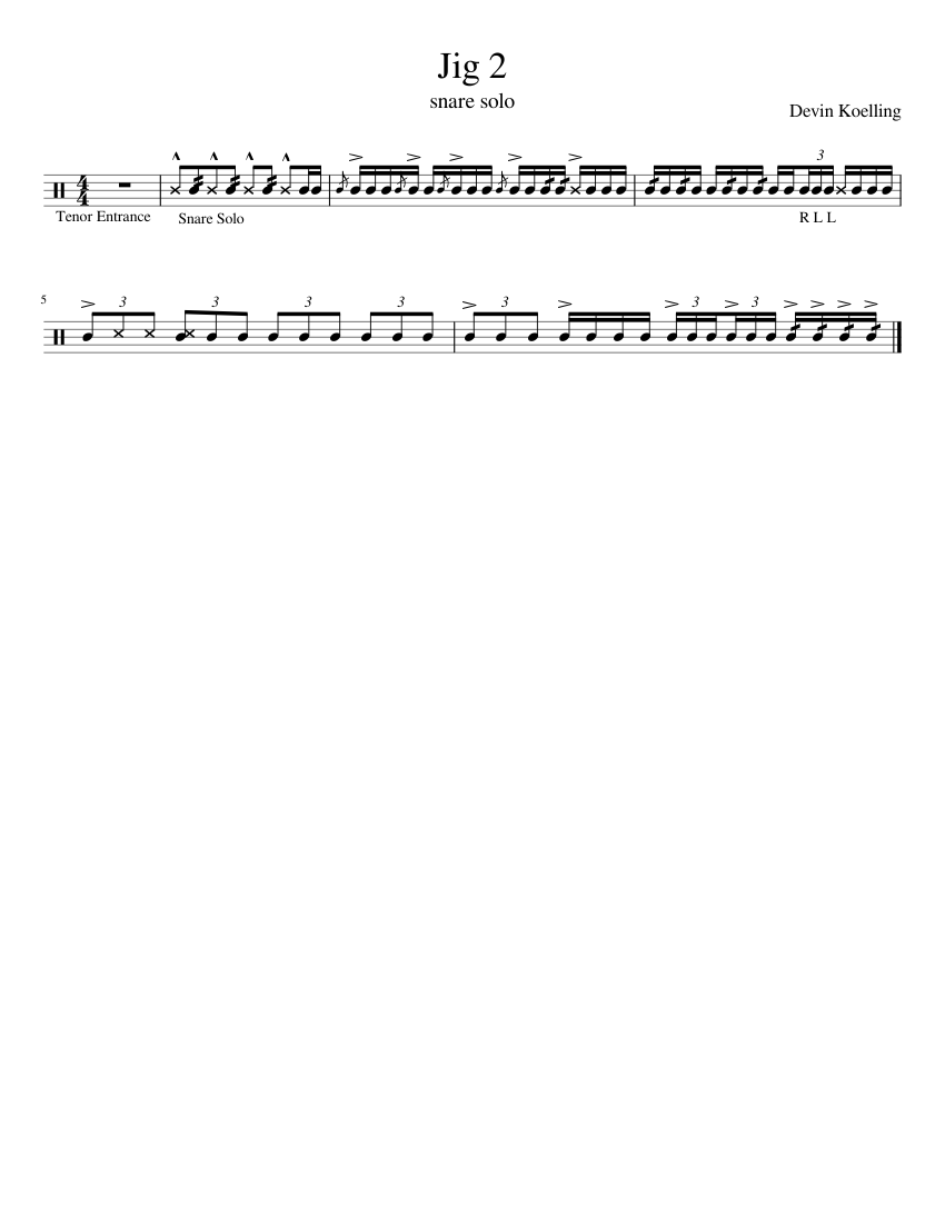 Jig 2 Sheet music for Snare drum (Solo) | Musescore.com