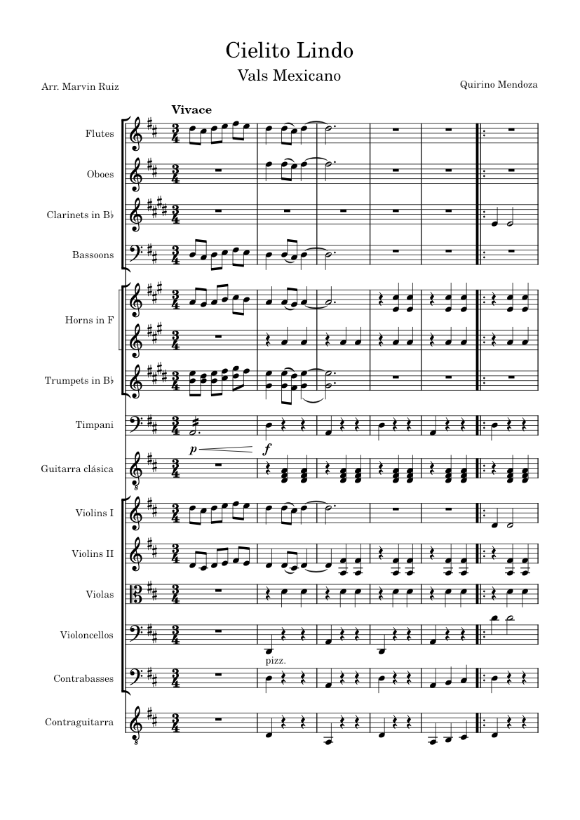 Cielito Lindo Cielito_Lindo Sheet Music for Flute, Oboe, Clarinet in b-flat, Bassoon & more ...