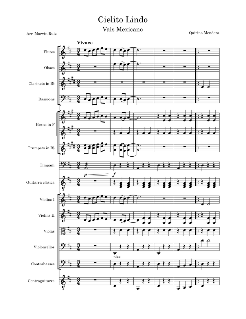 Cielito Lindo Cielito_Lindo Sheet music for Flute, Oboe, Clarinet in b-flat, Bassoon & more ...