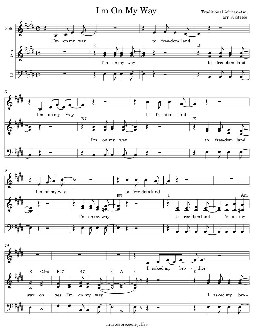 I'm On My Way – African-American Spiritual Sheet music for Soprano, Baritone, Mezzo soprano ...