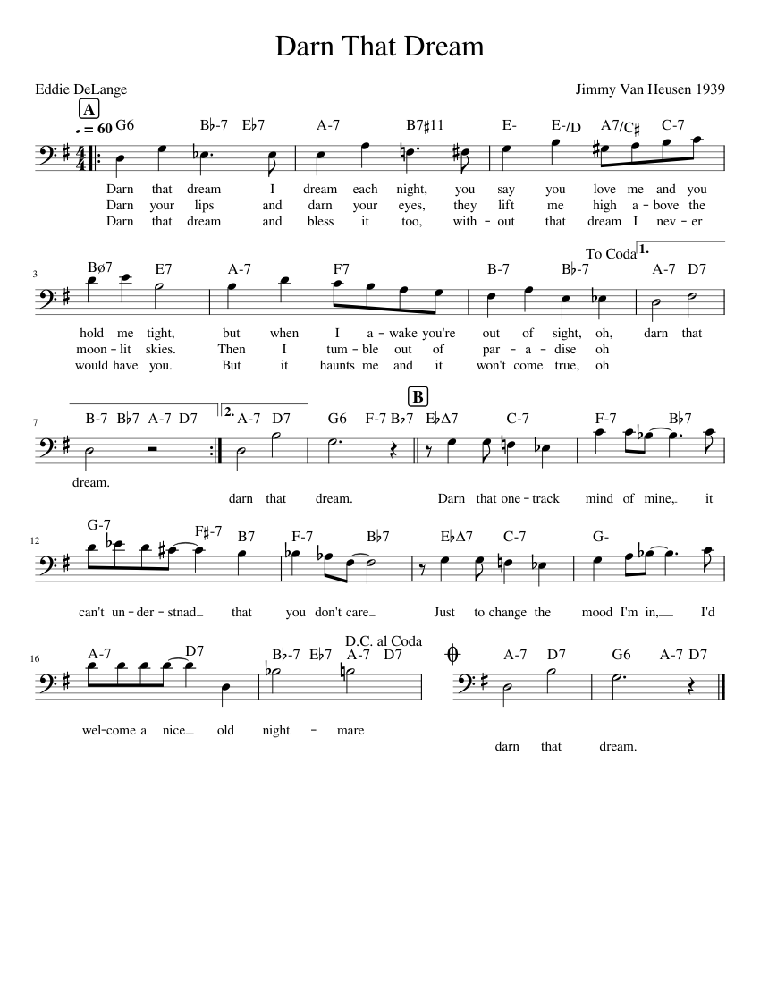 Darn That Dream Sheet music for Trombone (Solo) | Musescore.com