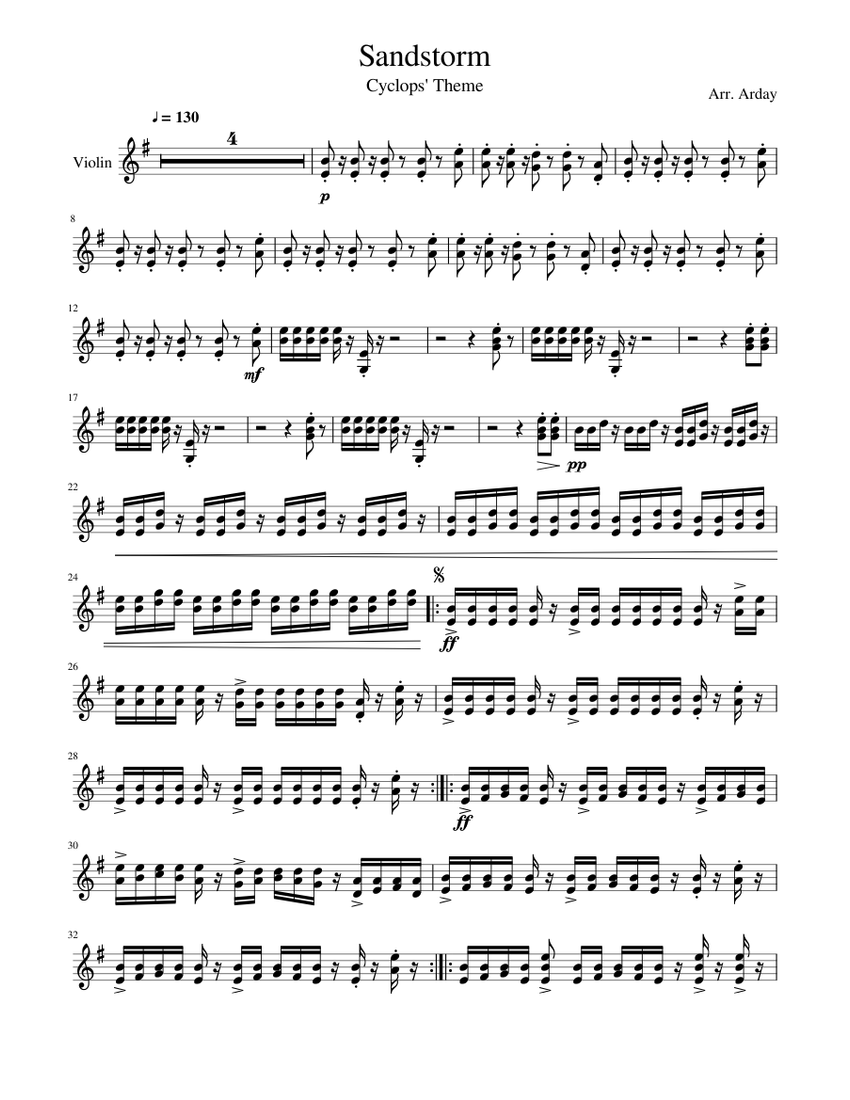 Sandstorm Sheet music for Violin (Solo) | Musescore.com