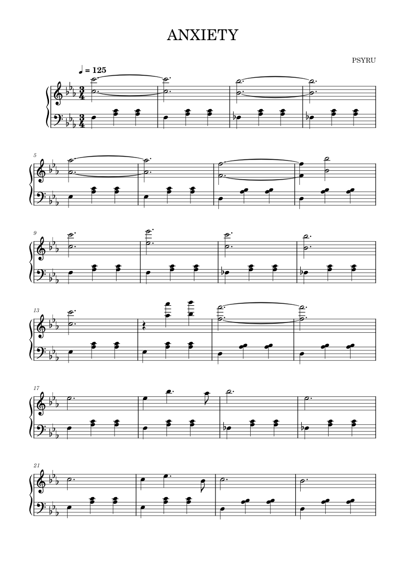 ANXIETY Sheet music for Piano (Solo) Easy | Musescore.com