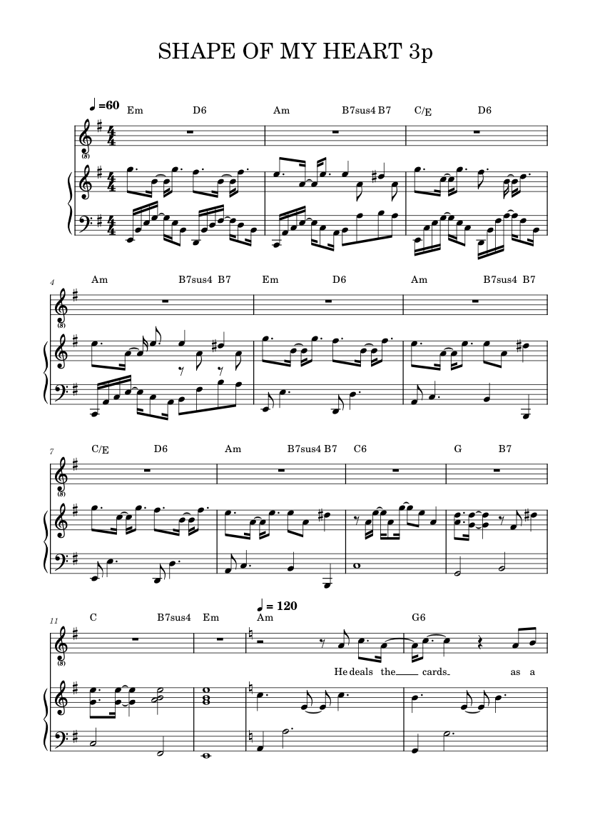 Shape of My Heart – Sting Sheet Music with Chords for Piano, Vocals ...
