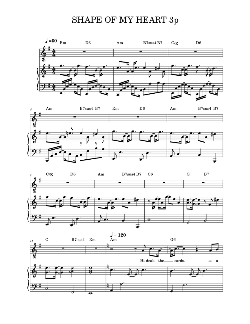 Shape of My Heart – Sting Sheet music for Piano, Vocals (Solo ...