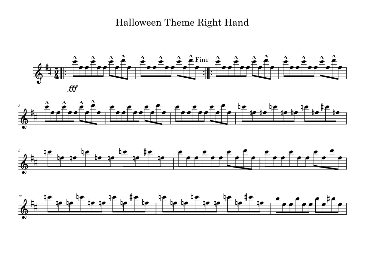 Halloween theme – John Carpenter Michael Myer's Theme Right Hand Sheet ...