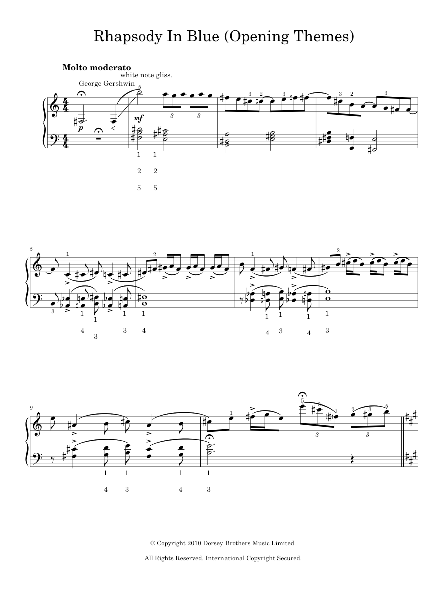 Play Official version of Rhapsody in Blue Sheet Music by George ...
