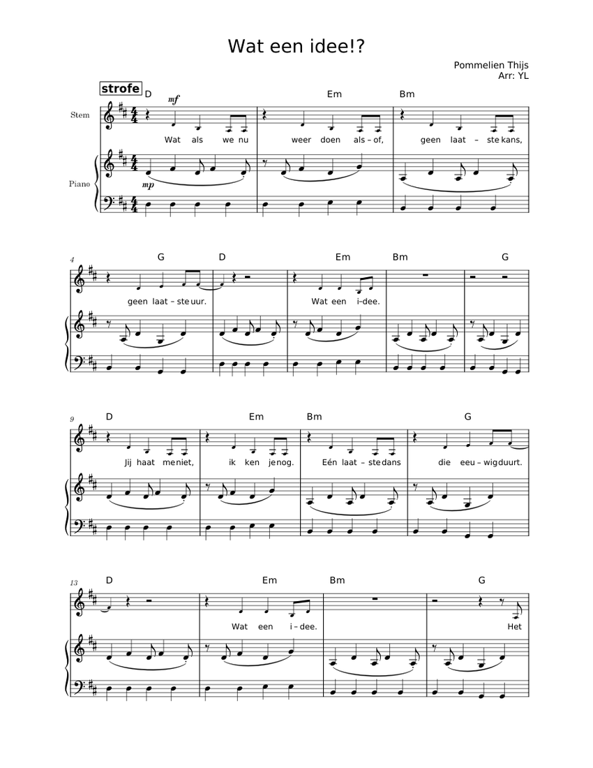 Wat een idee!? – Pommelien Thijs Sheet music for Piano, Vocals (Piano-Voice) | Musescore.com