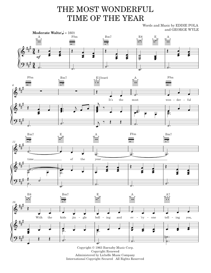It's The Most Wonderful Time Of The Year Sheet music for Piano, Vocals ...