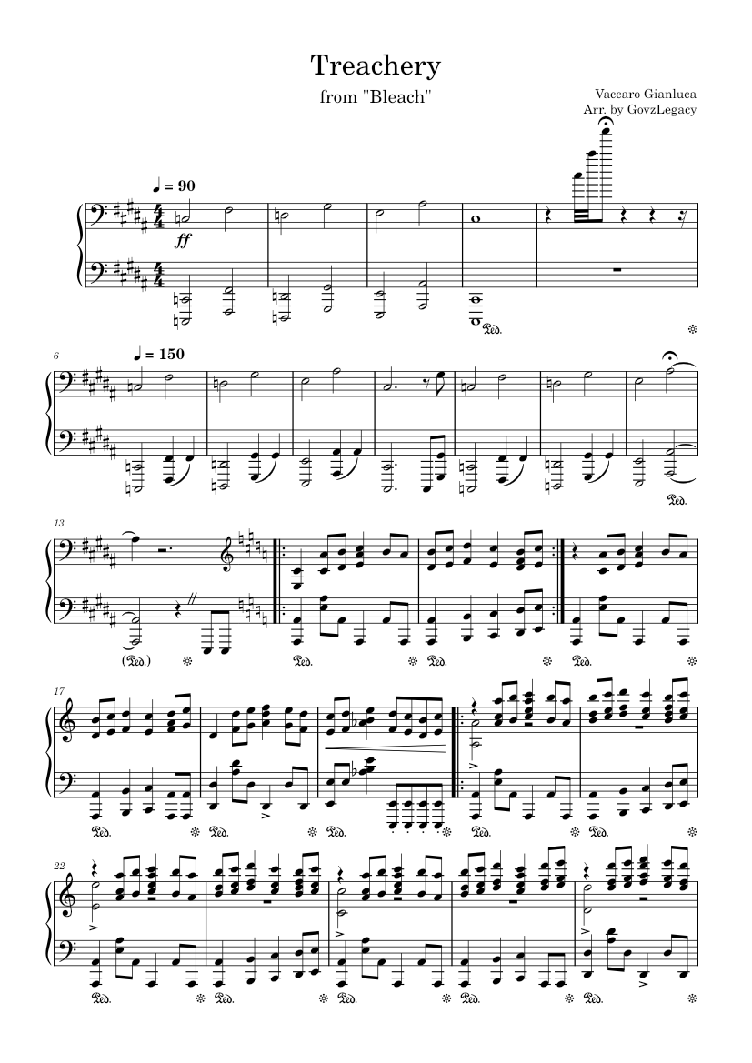Treachery - Bleach Sheet Music for Piano (Solo) | MuseScore.com