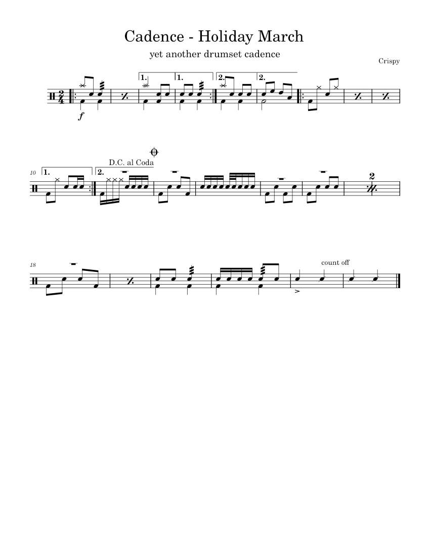 Cadence - Holiday March Sheet music for Drum group (Solo) | Musescore.com