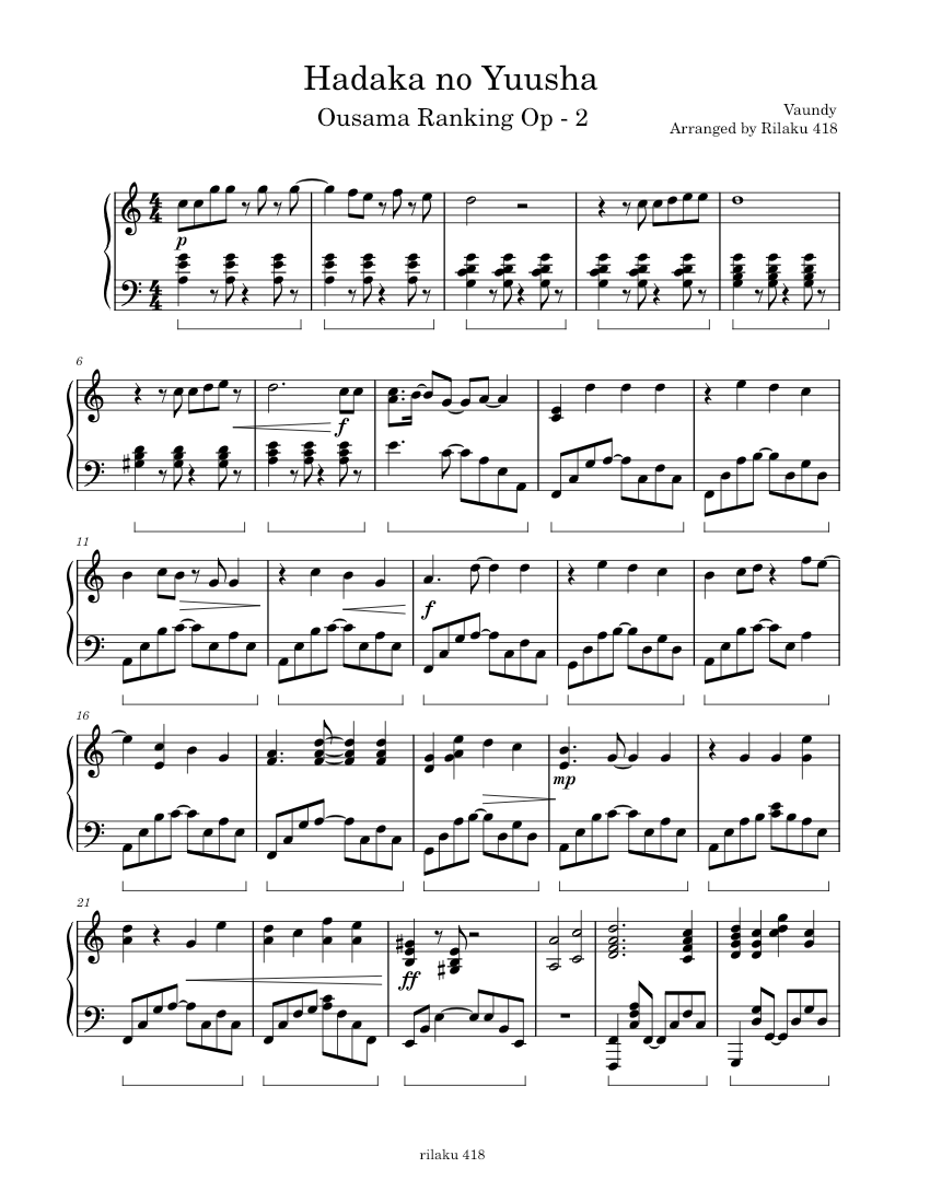 Hadaka no Yuusha – Vaundy Sheet music for Piano (Solo) | Musescore.com