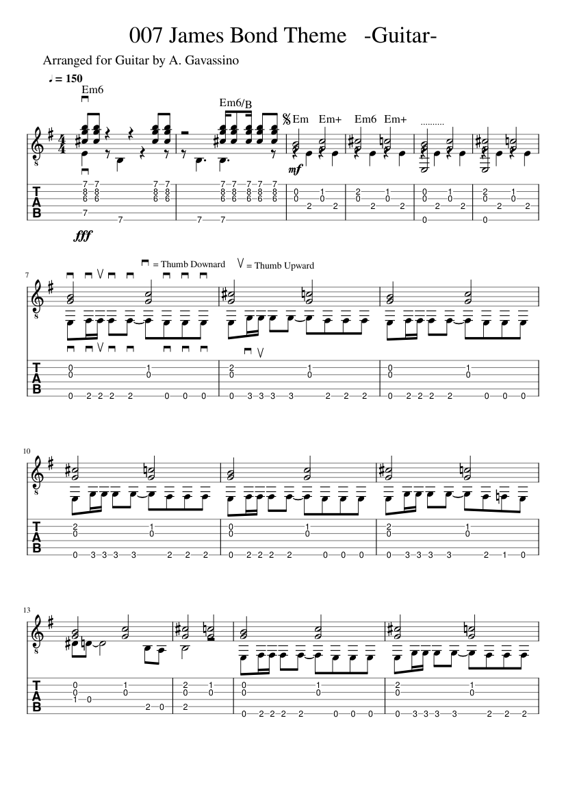 007 James Bond Theme -Guitar - Sheet music for Guitar (Solo ...