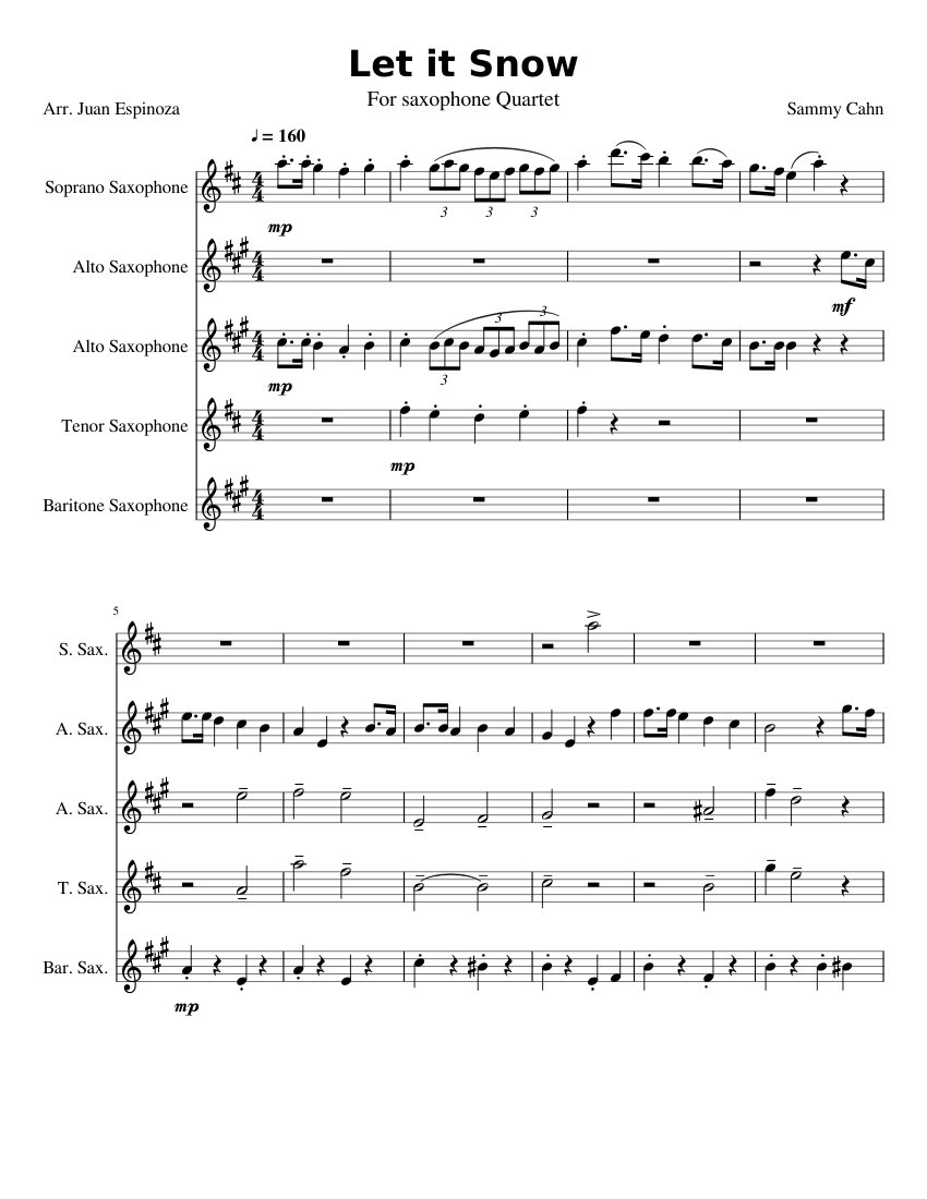 Let it Snow Sheet music for Saxophone alto, Saxophone tenor, Saxophone ...