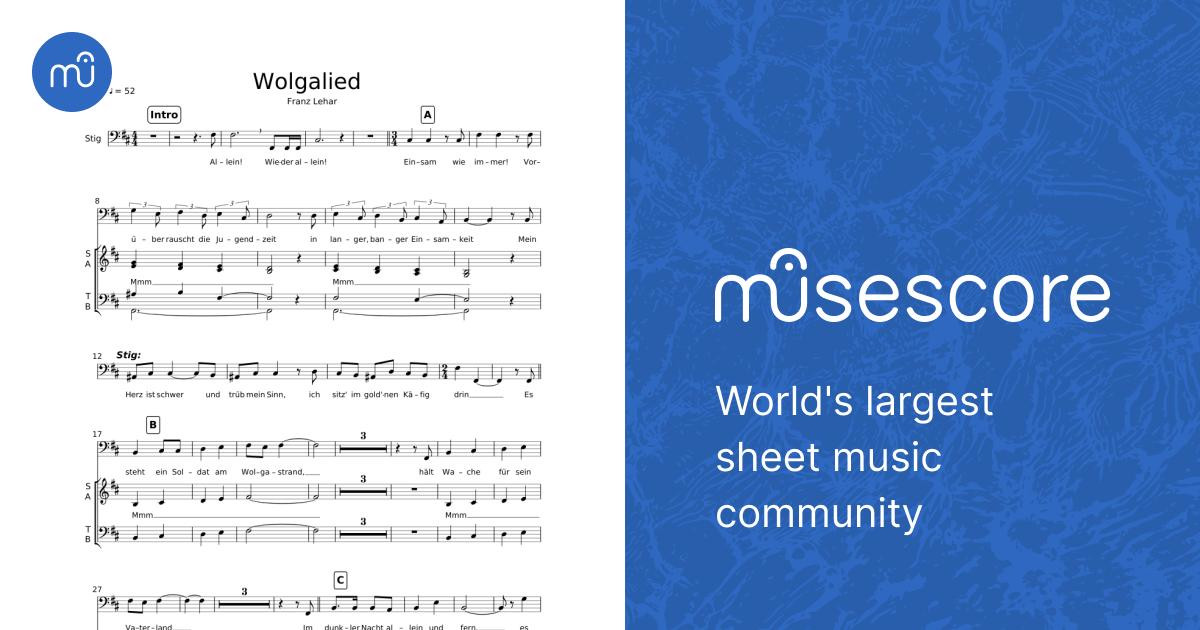 Wolgalied Sheet music for Contrabass, Viola, Cello (Mixed Trio ...