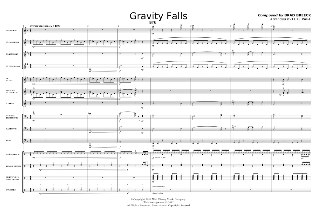 Gravity Falls Theme Sheet music for Trombone, Euphonium, Tuba, Flute piccolo & more instruments ...