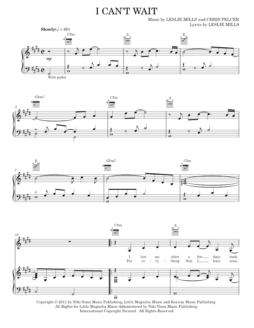 I Can't Wait Sheet music for Piano, Vocals by Yervinyan, Samvel and ...