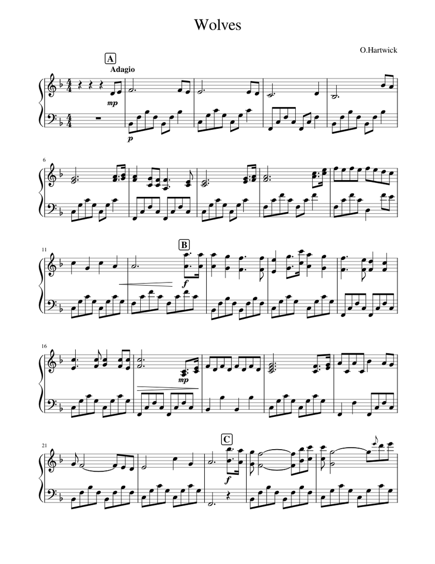 Wolves Sheet music for Piano (Solo) | Musescore.com