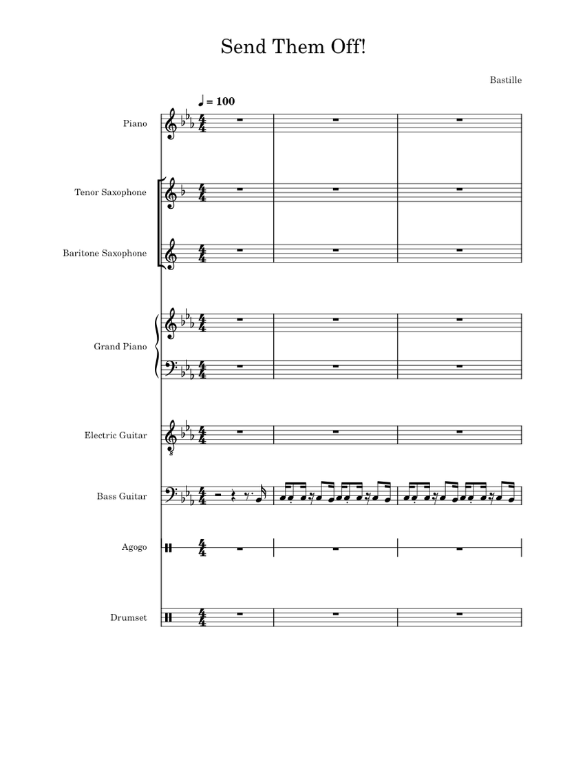 Send Them Off! – Bastille Sheet music for Piano, Saxophone tenor ...