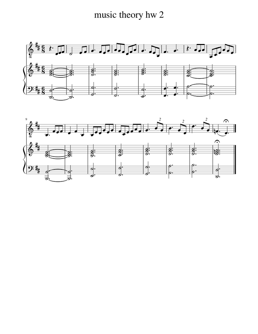 music theory hw in dmajor Sheet music for Piano, Vocals (Piano-Voice ...