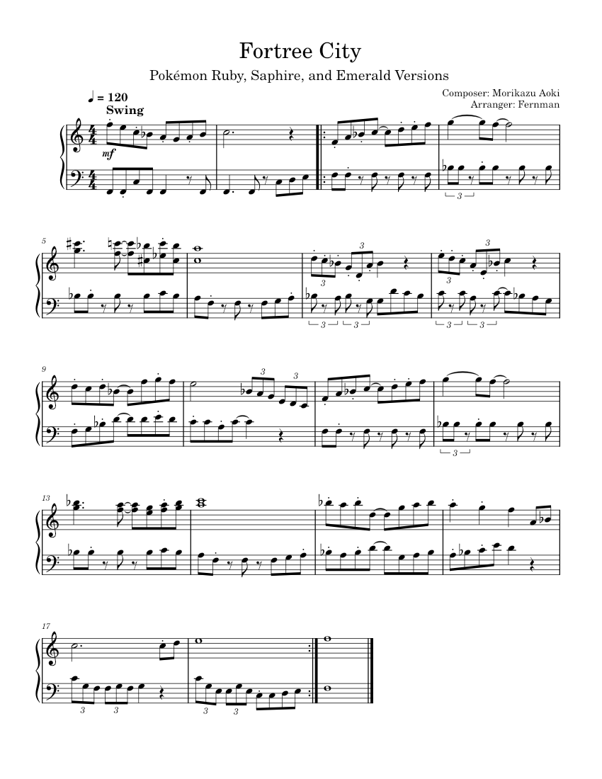 Fortree City – Morikazu Aoki Fortree City – Pokemon RSE Sheet music for ...