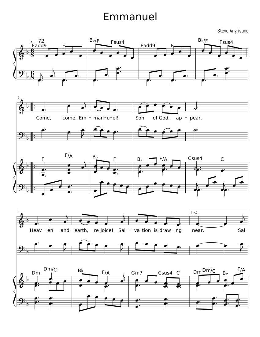 Emmanuel, Steve Angrisano Sheet music for Vocals (Choral) | Musescore.com